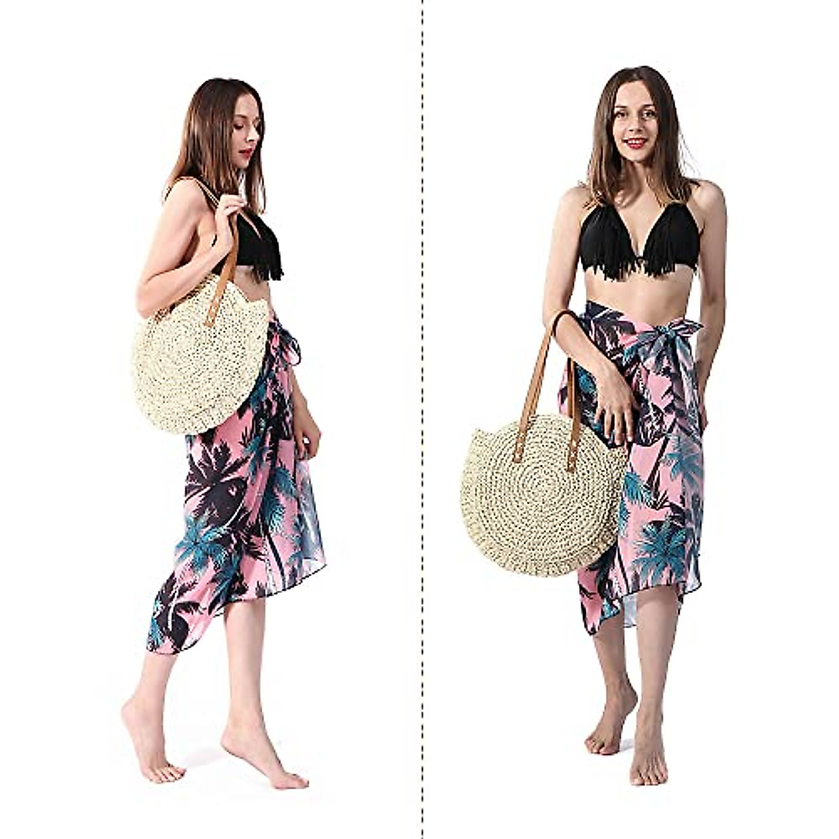 CHIC DIARY Womens Hand-woven Straw Shoulder Bag Large Summer Beach Leather Handles Handbag Tote with Zipper (#02-Beige)