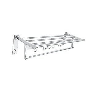 Zerodeko 1 Set Towel Rack Makeup Organizer Telescopic Towel Rack Shampoo Holder Metal Shelving Wall Mounted Shelf Shelves Wall Mounted Bright Silver Slippers Shelf Slippers Rack Storage Set