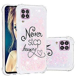 Asdsinfor Huawei P40 Lite Case Fashion Shiny Transparent Soft TPU Creative Cartoon Cute Quicksand with Shiny Flowing Liquid Cover for Huawei P40 Lite Never Stop YB-LS