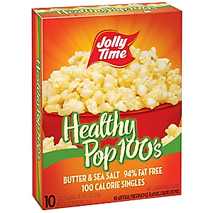 Jolly Time Healthy Pop Butter Minis 100 Calorie Mini Microwave Popcorn Bags for Portion Control, 1.2 Ounce (Pack of 10)
