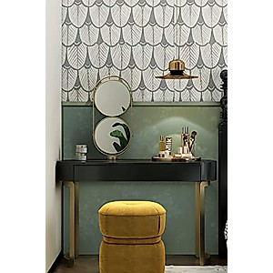 Dimoon 236"x17.7" Leaf Green Flower Thicken Advanced Texture Wallpaper Peel and Stick Green Leaf Floral Wallpaper Waterproof Contact Paper Grey Green Self Adhesive Wallpaper Removable Vinyl Roll