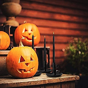 JHENG 10 Inch BlackTaper Candles, 14 Pack Tall Unscented Dripless with Cotton Wicks Perfect for Dinner, Party, Wedding or Farmhouse Decor, 7-8 Hour Burn Time- 7/8'' Base (Black)