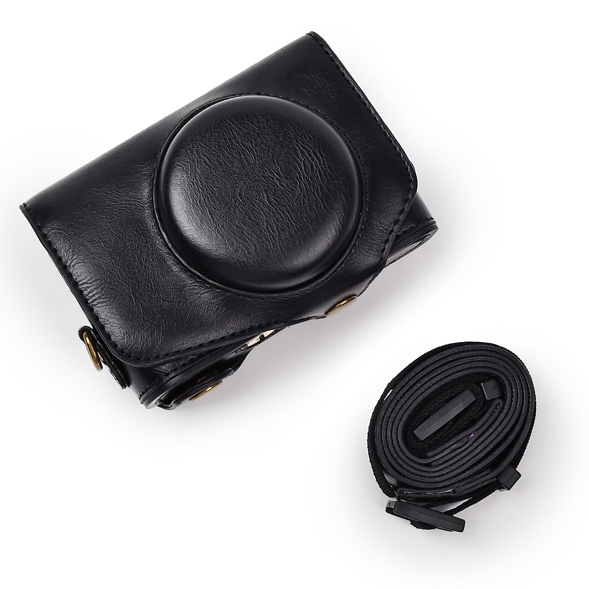 kinokoo Camera Case for Canon PowerShot SX720 HS/SX730/SX740 HS - PU Leather Protective Case with Detachable Shoulder Strap - Black