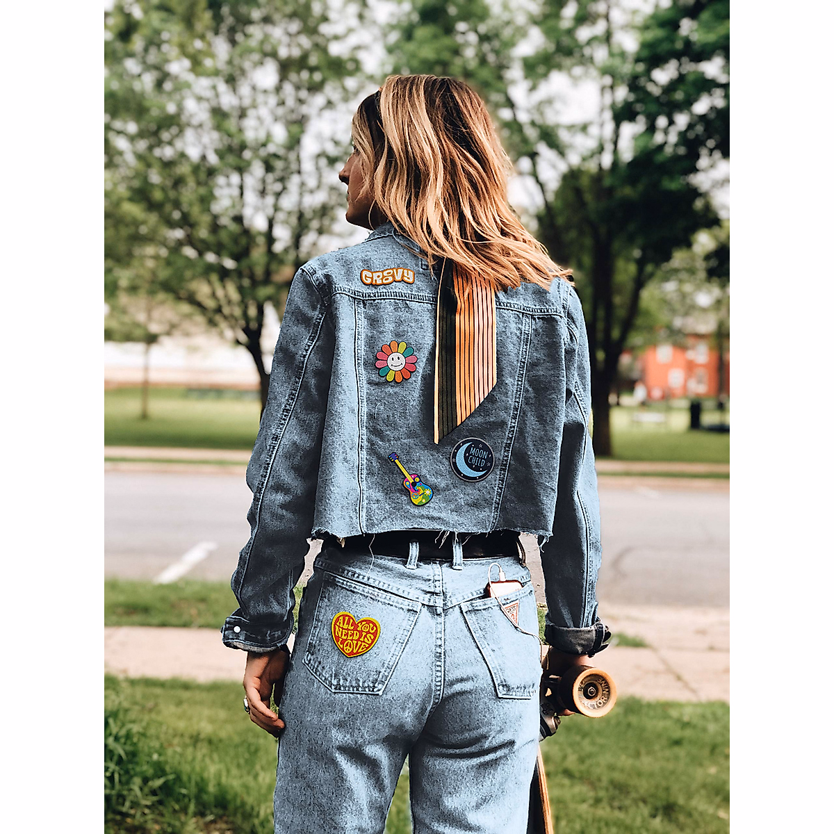 Iron on Hippie Patches Retro - The Carefree Bee | The Beatles Set of 12 Iron On Vintage Patches for Backpacks, Cute Jean Peace Sign Patches for Clothes (Set 4)