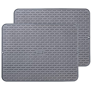 To encounter Silicone Dish Drying Mat - Extral Large 24" x 18" - Set of 2 Flexible Rubber Drying Mat, Heat Resistant Silicone Trivet, Counter Top Mat, Dish Draining Mat, Sink Mat