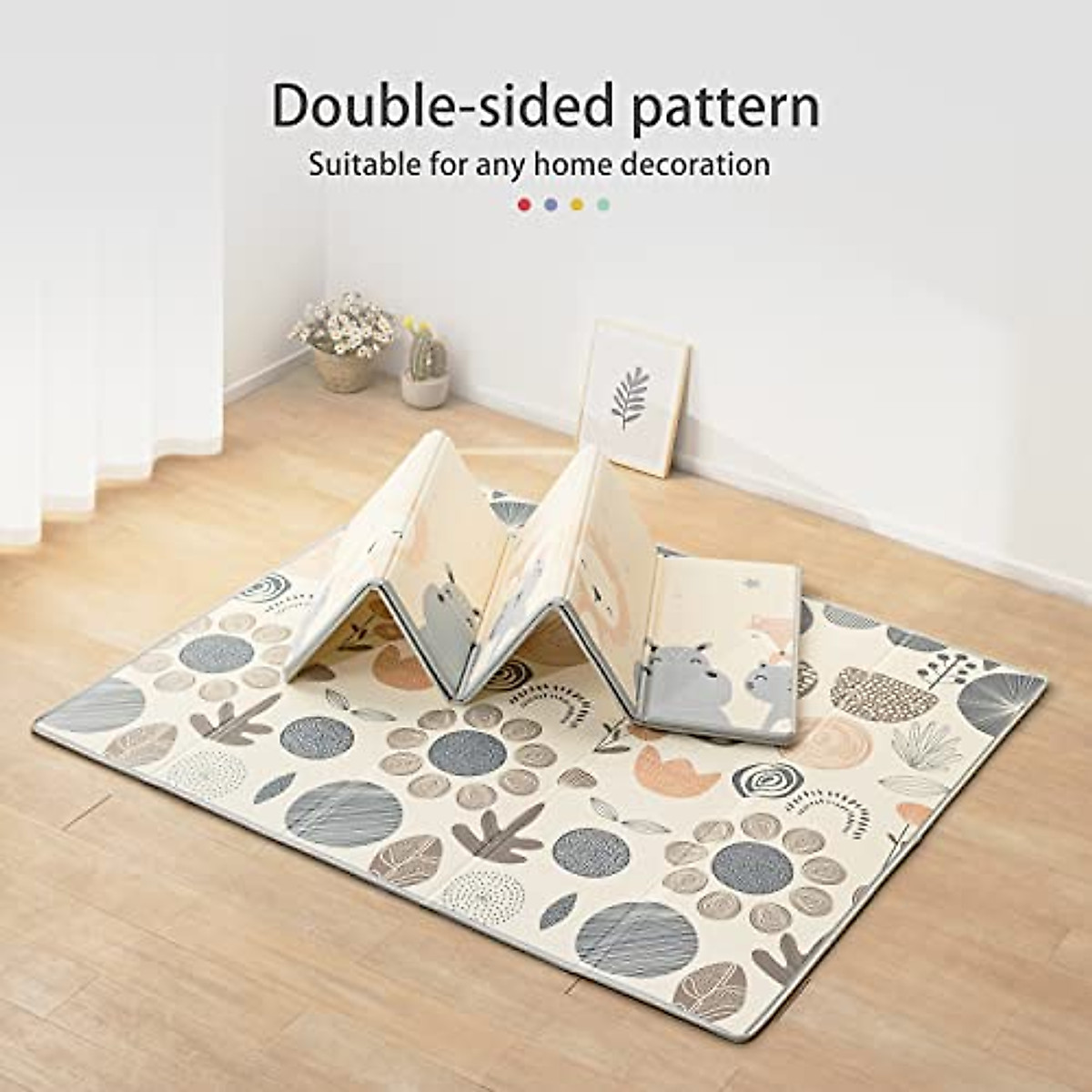 MLOONG Baby Play Mat,59x71x0.4inch Play Mat for Baby, Foldable Play Mat for Floor,Kids Foam Play Mat,Waterproof,BPA Free,Non Toxic Carlwing Mat for Baby,Large and Thick Infant Playmat