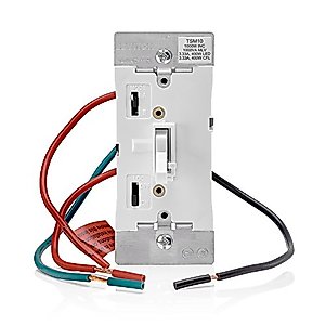 Leviton TSM10-1LW Toggle Slide Universal Dimmer, 400-Watt Dimmable LED and CFL, 1000-Watt Incandescent, Halogen and Magnetic Low Voltage for Single Pole or 3-Way, with Locator Light, White