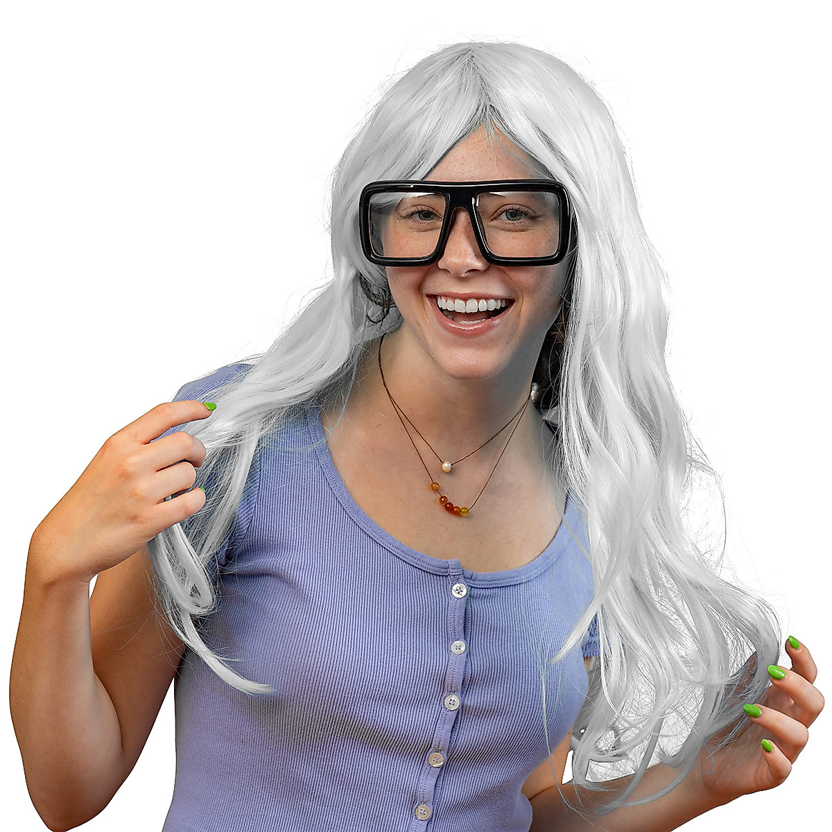 Skeleteen Black Oversized Thick Glasses – Shiny Square Frame Old Man Nerd Costume Accessory Clear Lens Spectacles for Adults and Children