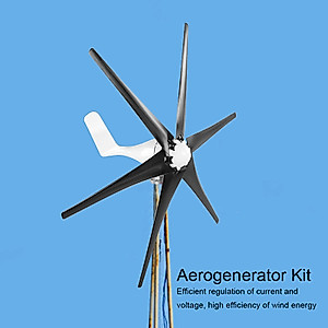 Wind Turbine Generator, Windmill Generator 800W Wind Turbine 6 Blade Wind Controller Turbine Generator Kit for Boats, Terraces, Cabins or Home(Black 24V)