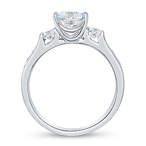 Size - 4.5-925 Sterling Silver Princess Cut 3 Stone With Accents Solitaire Engagement Ring CZ Cubic Zirconia (1.50cttw., 1.0ct. Center)