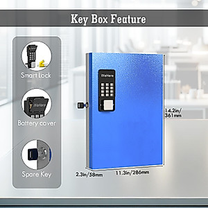 DiDiHere 32 Key Lock Box, Smart Key Cabinet Wall Mount, 4-Ways Unlocking, Key Organizer Security Storage, Key Safe Lockbox Holder for Valets, Hotels, Car, House Keys,, Blue