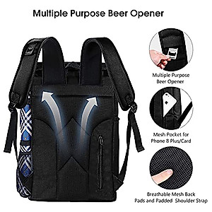 Cooler Backpack 35 Cans Leakproof Insulated Ice Backpack with Picnic Mat Soft Beach Cooler Lightweight Cooling Backpack Bag Pouch for Lunch Picnic Travel Camping Hiking (Black)