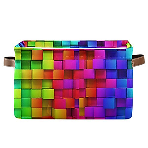 ALAZA Foldable Storage Bins, Rainbow of Colorful Boxes Storage Boxes Closet Shelf Organizer for Bedroom Nursery Closet Toys Books