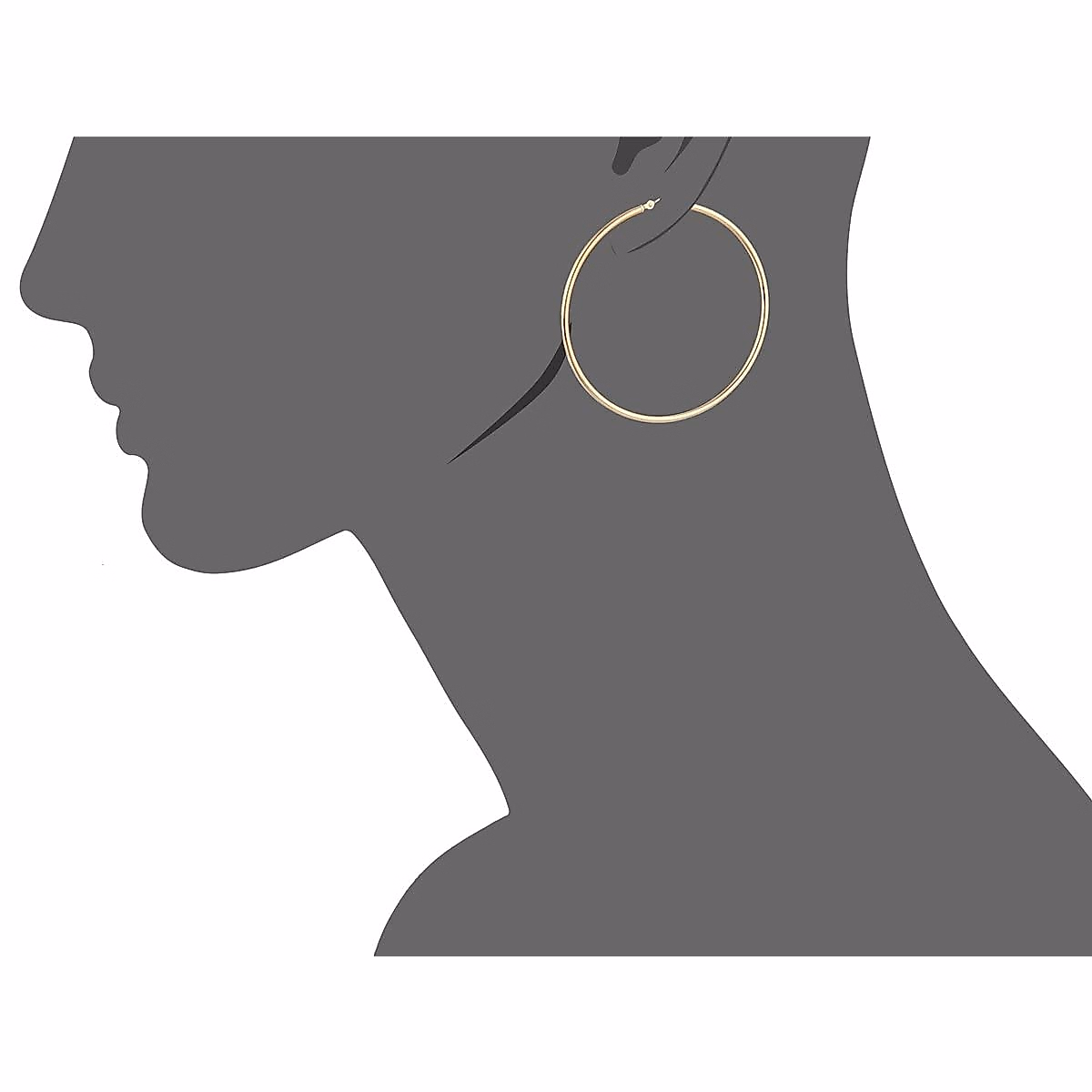 14k Gold Round Polished Hoop Earrings, (50mm) 2" Diameter (Yellow Gold)