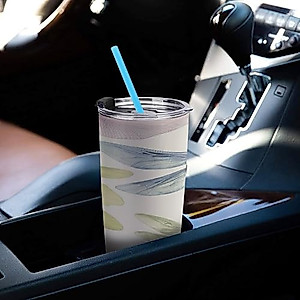 FHENMSA Reusable Plastic Water Cups with Lids,Dragonfly Drawing Print Anti-overflow Cup,sports Travel Coffee Cup