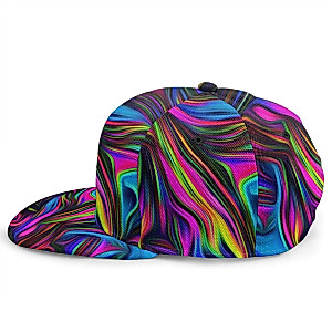 YEGFTSN Baseball Cap Men Women - Colorful Tie Dye Adjustable 3D Printed Snapback Flat Bill Hip Hop Hat