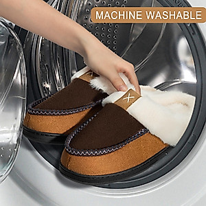 Homitem Men's Memory Foam Slippers,Fuzzy Wool-Like Plush Fleece Lined House Shoes Indoor Outdoor Slippers for Men, Anti-Skid Rubber Sole Home Bedroom Slippers(Size 13-14,Coffee)