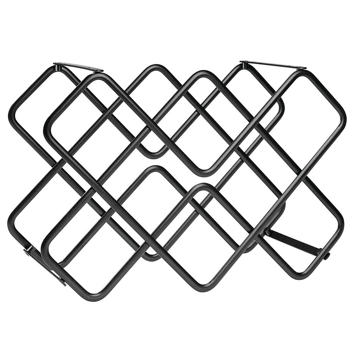 mDesign Metal Free-Standing Wine Rack Storage Organizer for Kitchen Countertops, Pantry, Fridge - Stores Wine, Beer, Pop/Soda, Water Bottles - 3 Levels, Holds 8 Bottles - Black