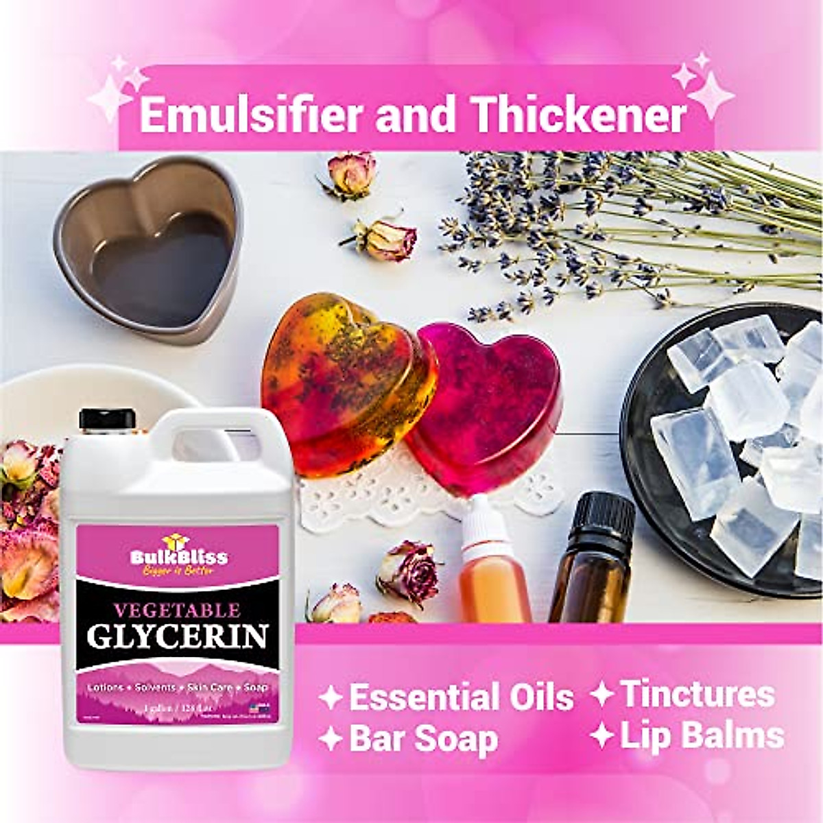 BulkBliss Vegetable Glycerine Food Grade, Non-GMO for Skin, Crafts - Half Gallon Glycerin Liquid (64 oz)