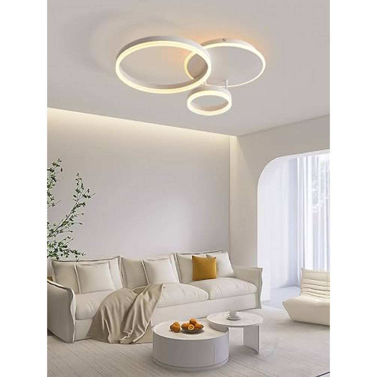 KAUCQI Dimmable Lighting Fixtures Ceiling, Modern Ceiling Light of 3000K-6000K with Remote Control, Led Lights 54W 5400lm for Living Room, Kitchen, Hallway Lamparas de Techo Modernas