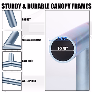 Blulu 12 Pieces 8 Leg Style Canopy Fittings Kit Low Peak Shed Frame Kit Canopy Frame Only Metal Garage Kit for 1 3/8-inch Top Rail Flower Stands and Greenhouse Frames Awnings