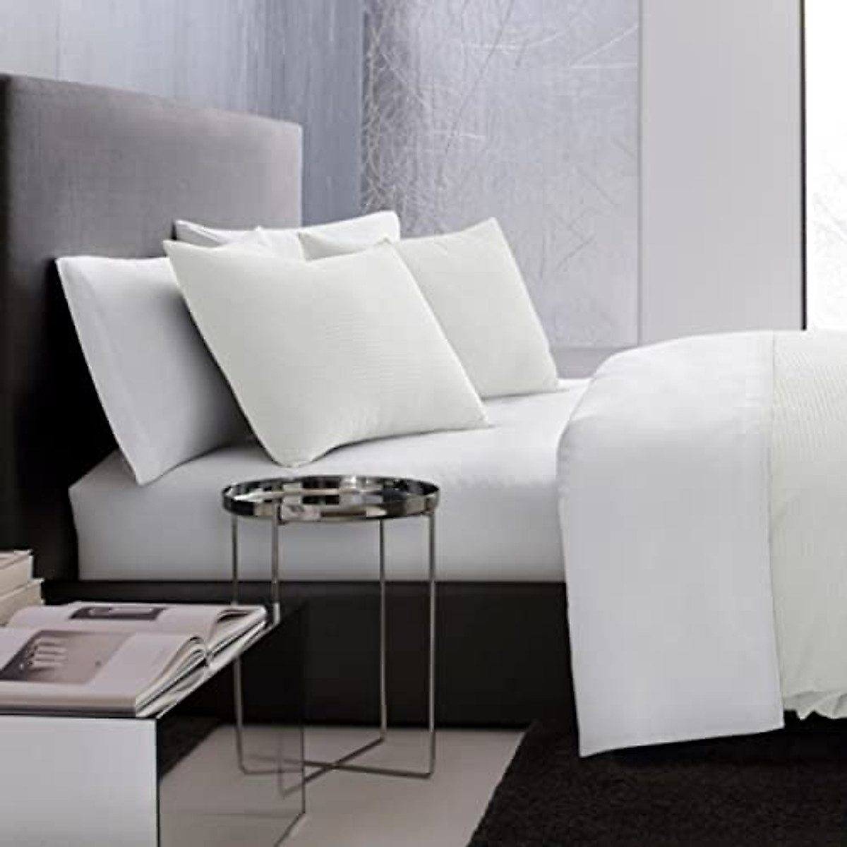 Vera Wang - Queen Comforter Set, Luxury Cotton Bedding with Matching Shams, Medium Weight & Ideal for All Seasons (Waffle Pique Queen, White)