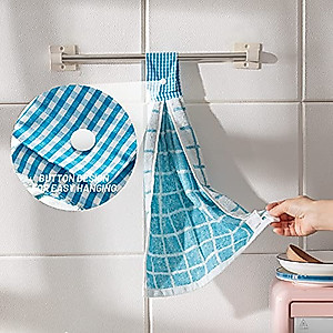 Gemto 2 Pack Hanging Hand Towels 100% Cotton Kitchen Towels, Quick Dry Hanging Tie Towels Soft Breathable Water Absorbent Dish Wipe Cloth for Kitchen, Bathroom, Blue