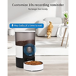 QLIFE Automatic Cat Dog Feeder: Dry Food Dispenser for Dog, Auto Pet Feeder, Portion Control Automatic Dog Feeder (Black WiFi, 3L)