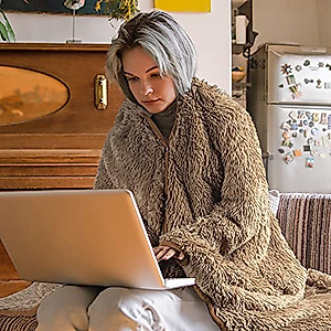 Sloth Wearable Hooded Blanket for Adults - Fluffy Super Soft Shaggy Faux Fur, Fuzzy Warm Cozy Plush Furry Fleece & Sherpa Hoodie Throw Cloak Wrap - Sloth Gifts for Women Adults and Kids