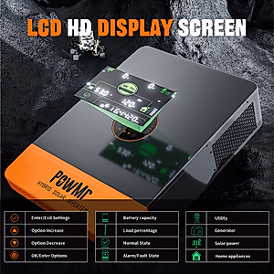 PowMr 5000W Hybrid Solar Inverter 48V DC to 110V/120V/208V/240V AC, Single &Split &Three Phase Pure Sine Wave Inverter with 100A MPPT Controller, Support Parallel, for 48V LiFePO4/Li/GEL/AGM Battery