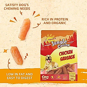 Jungle Calling Dog Treats Chicken Jerky Training Treats, Slow Roasted Snacks for Medium and Large Dogs Chewy Treats 10.6 Ounce (Chicken Sausage)