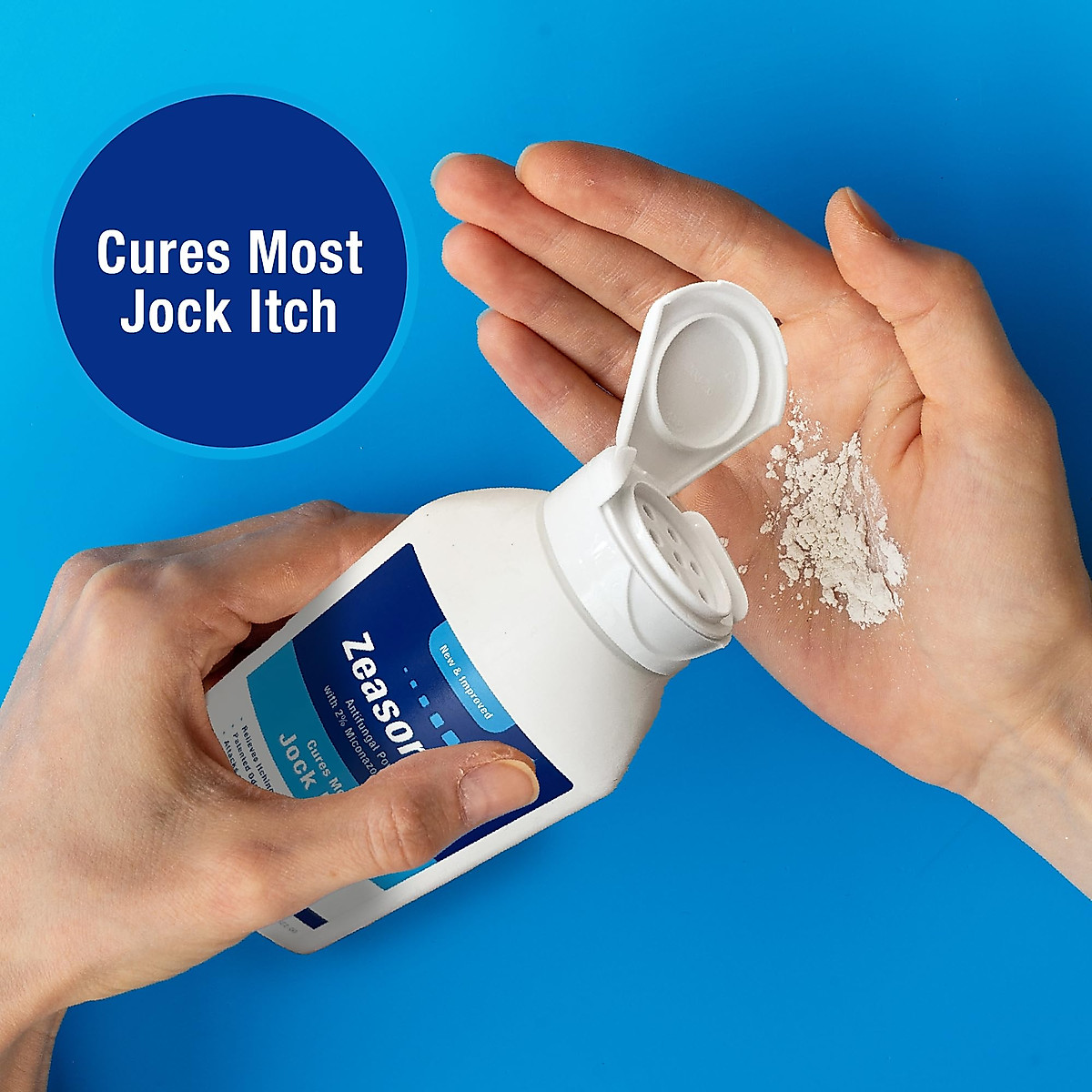 Zeasorb Super Absorbent Antifungal Treatment Powder for Jock Itch, Dermatologist Recommended, Attacks & Absorbs Moisture, Patented Odor Control Technology, with Bentonite Clay and Aloe, 2.5 oz bottle