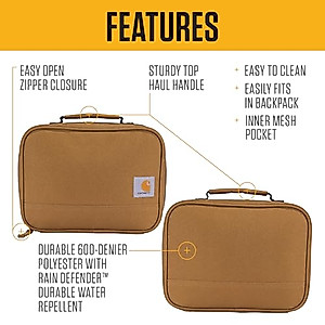 Carhartt Insulated 4-Can Lunch Cooler for Men and Women, Fully Insulated and Water Resistant, Essential Lunch Cooler (Black)