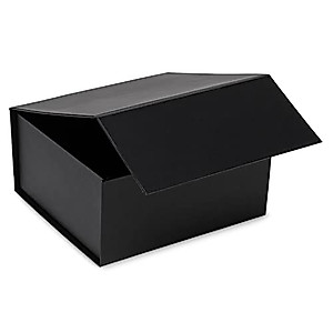 Magnetic Gift Box - 3 Pack Black Collapsible Box with Lid Closure, Luxury Cardboard Packaging for Small Business, Apparel, Retail, Boutiques, Bridesmaid, Birthday Parties, Presentations - 8x8x4