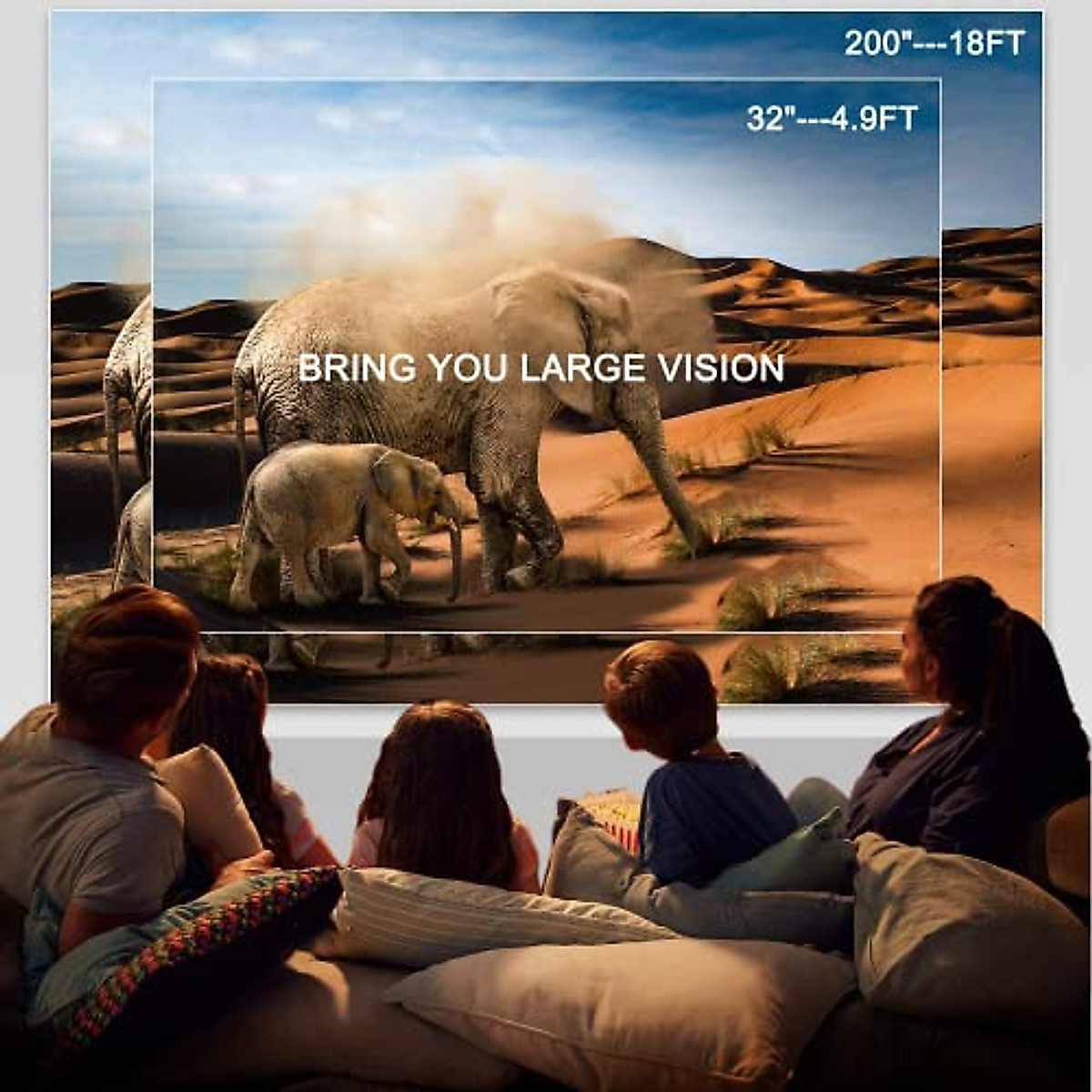 VYSER Projector, 7500L Mini Outdoor Movie Projector with 60,000hrs Lamp Life, Full HD 1080P Supported, Portable Video Projector Compatible with TV Stick, HDMI, USB, VGA, AV, Smartphone