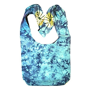 Original Collections Tie Dye Cross Body Shoulder Hippie Handbag Purse in Blue Large