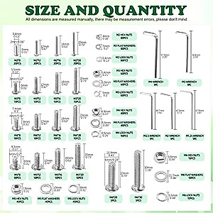 Keadic 925 Pcs 304 Stainless Steel M2/M3/M4/M5/M6 Hex Socket Button Head Cap Screws Assortment Kit, Standard Metric Threaded Hexagon Bolts Screws Nuts Washers Fastener Hardware