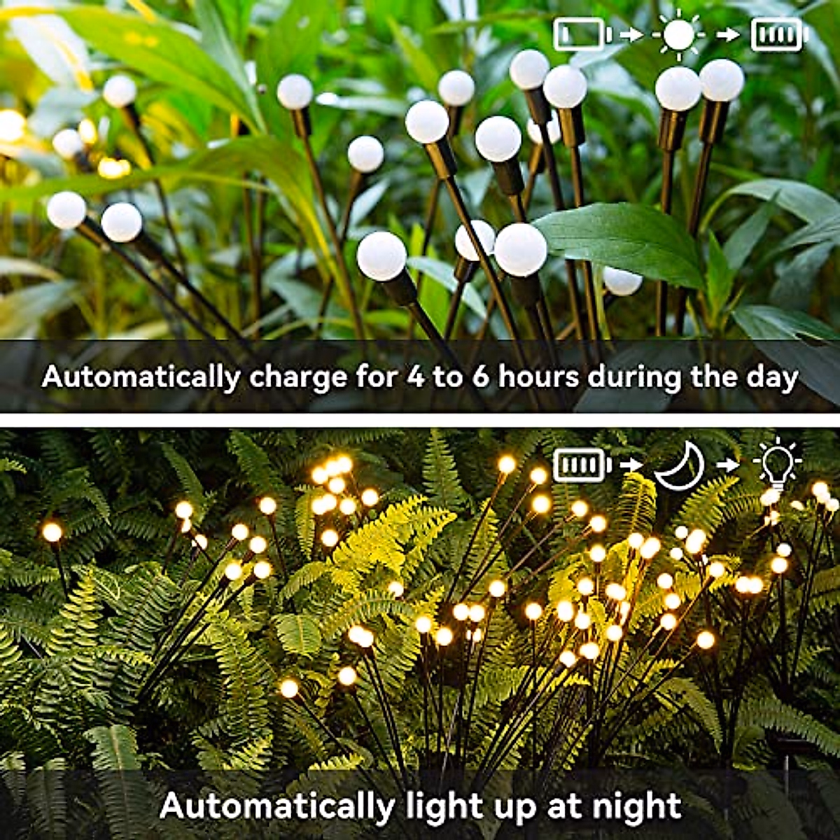 Anerbili Solar Firefly Lights,New Upgraded 8 LED Solar Garden Lights Swaying Light, Sway by Wind,Solar Outdoor Lights Waterproof Yard Patio Pathway Decoration,Warm White (4 Pack)