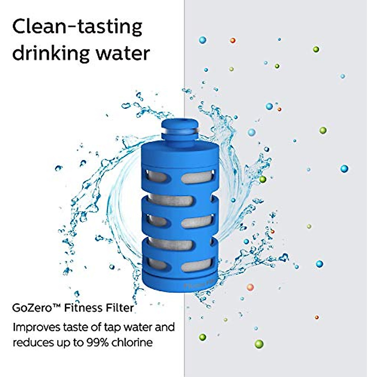 PHILIPS Water GoZero Fitness Filters, Replacement Filter Cartridge, Activated Carbon Fiber Filter, for GoZero Active Bottle, (3 Counts), AWP287/37, 20oz