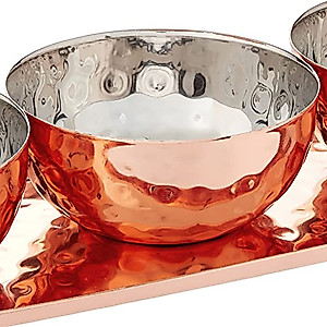 Godinger Hammered Tray with 3 Bowls, Copper