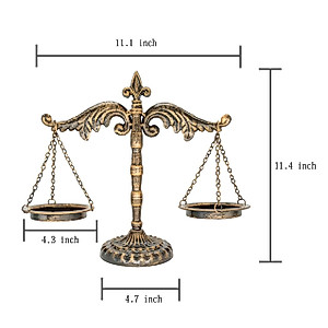 Owlgift Vintage Style Metal Libra Jewelry Display, Scale Tray Cosmetic Organizer, Jewelry Storage, Unique Centerpiece Stand – Bronze