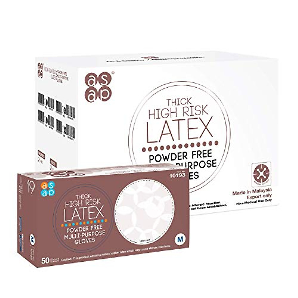 ASAP Thick High Risk Latex Powder Free Industrial Multi-Purpose Gloves, 12 inch Extended Cuff, Disposable, 14 mil, Dark Blue (Large - Box of 50)