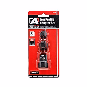 ARES 70198 - Low Profile Impact Socket Adapter Set - Impact-Rated Heat-Treated Chrome Vanadium Steel Features Knurling For Enhanced Grip