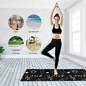 Qilmy Music Note Yoga Mat Non-Slip Foldable Sweat Absorbent Travel Yoga Mat with Carrying Bag for Yoga, Pilates, Exercise, Workout, Bikram and Hot Yoga 71 x 26 Inch