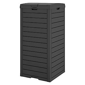 31 Gallon Kitchen Trash Can, Waterproof Garbage Can with Tiered Lid and Drip Tray, Resin Outside Trash Bin for Patio, Backyard, Deck