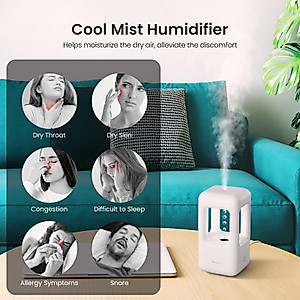 Humidifiers for Bedroom, Small Cool Mist Ultrasonic Air Humidifier Quiet for Indoor Plant Baby Nursery Adults Kids Large Room Home Office Desk, Mini Cute Anti Gravity Water Drop, Easy to Clean