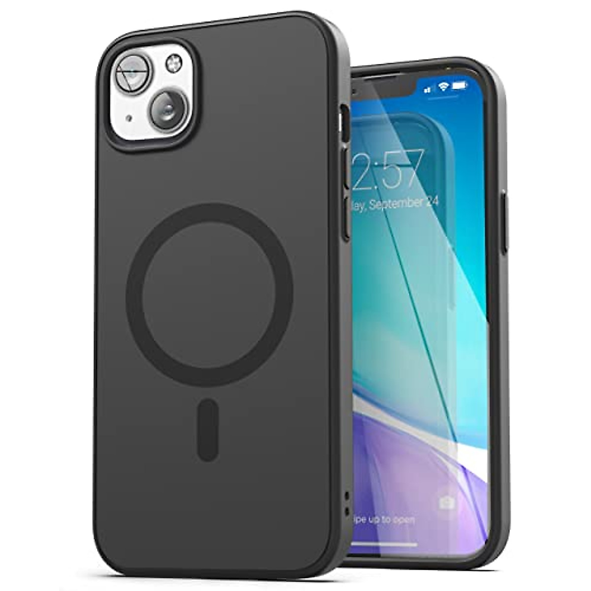 Encased SlimShield Designed for iPhone 14 Case with Belt Clip Holster - Magnetic Compatible with MagSafe (Matte Black)