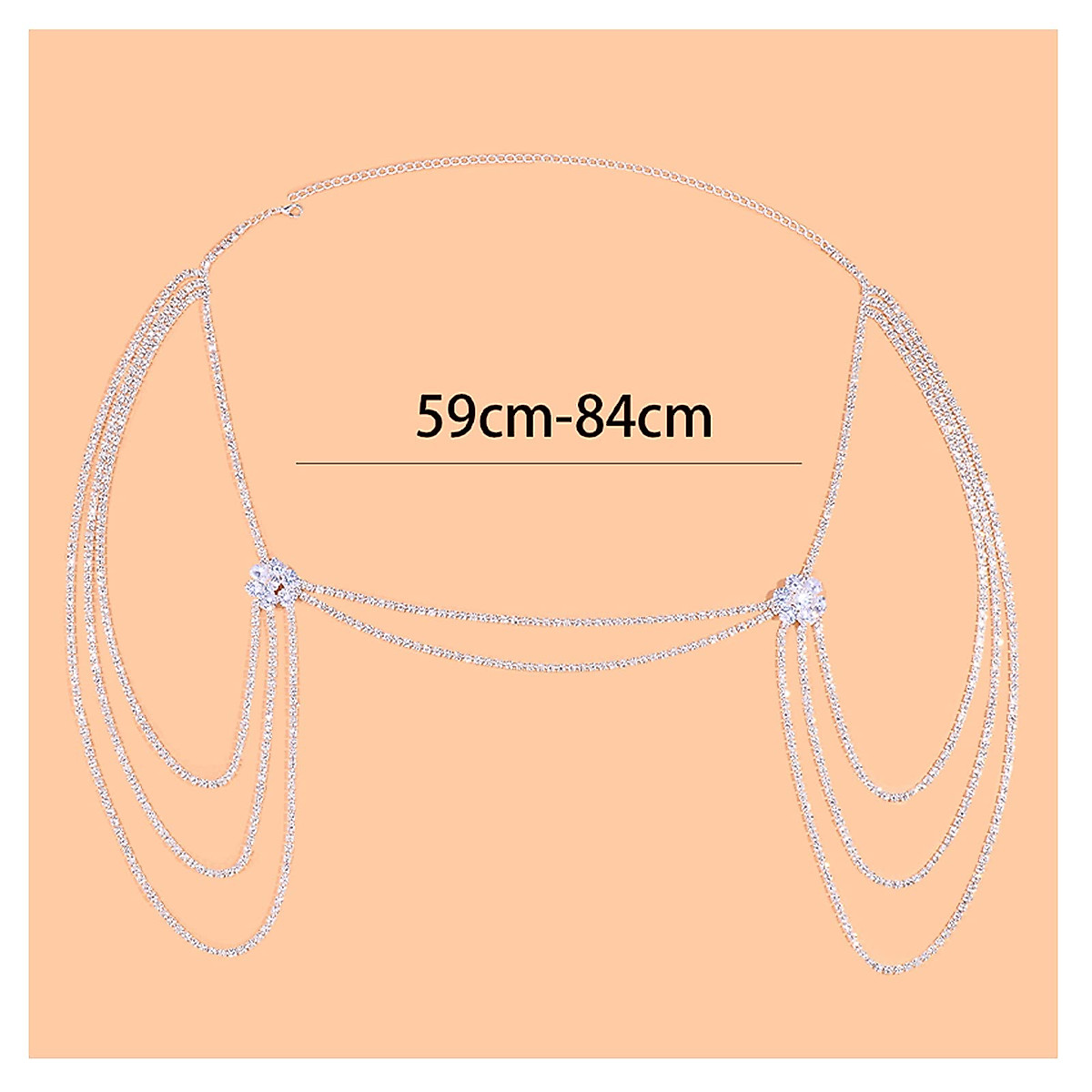 Luxury Rhinestone Shoulder Chain Necklace Layered Back Chain Flower Crystal Shoulder Harness Chain Statement Bridal Wedding Jewelry for Women (Flower)
