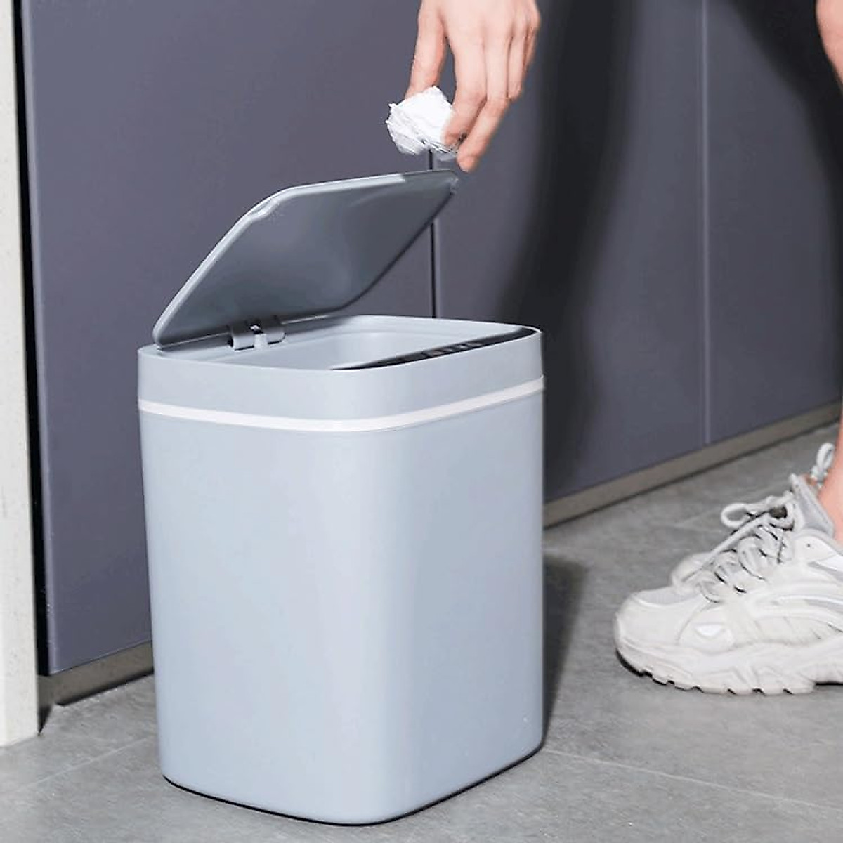 LLLSSS Bathroom Trash Cans Lids Touchless Garbage Can Motion Sensor Waste Bin Wastebasket for Kitchen