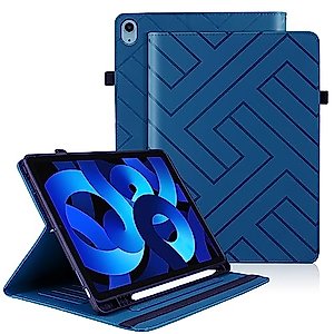 Varohix Case for iPad Air 5 2022 case/iPad Air 4 2020 case 10.9 inch Premium Leather Case Folio Magnetic Cover Card Holder with S Pen Holder and Auto Sleep/Wake for iPad Air 10.9,Navy Blue